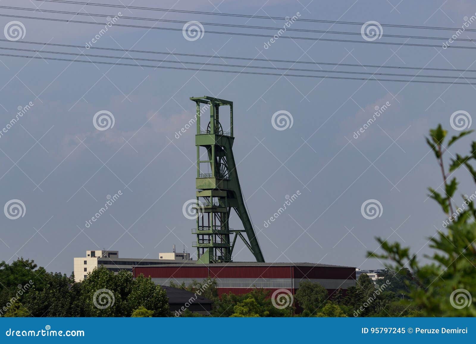 Coal Mining Tower in Front of Sky Stock Image - Image of green ...