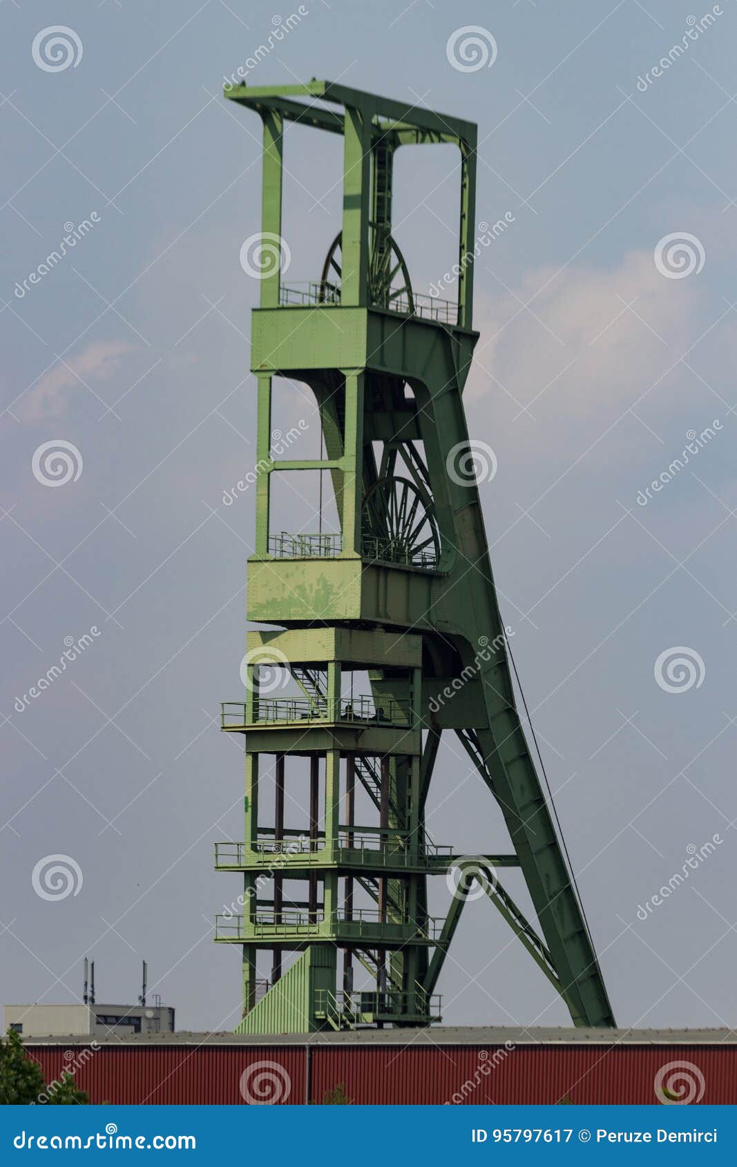 Coal Mining Tower in Front of Sky Stock Image - Image of green ...