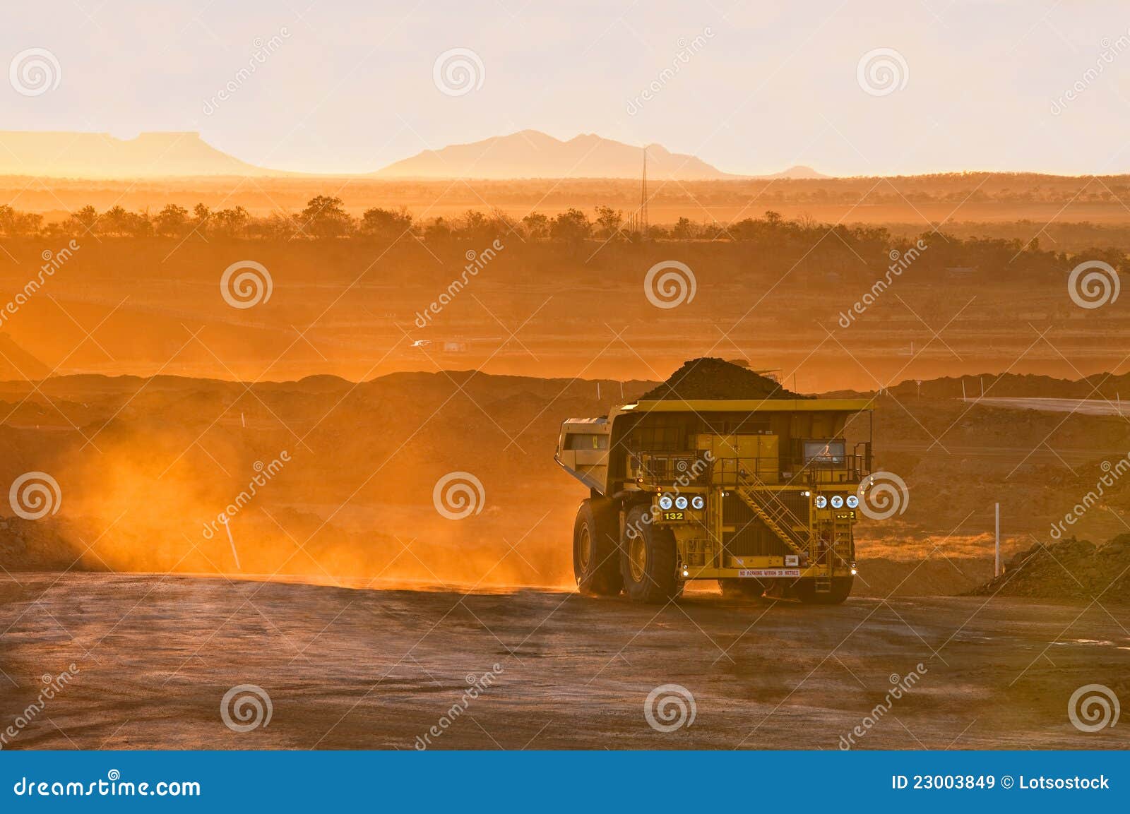 Coal Mining Truck in Orange Morning Light Stock Image - Image of earth ...