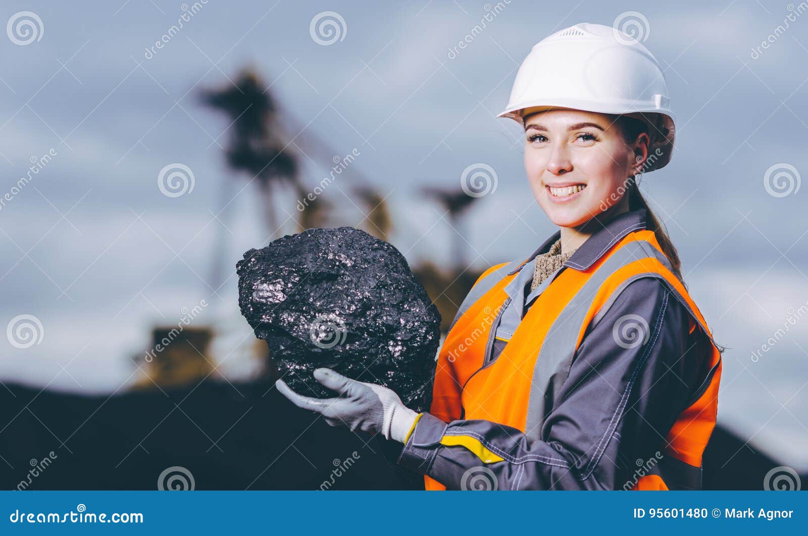 Coal mining worker stock photo. Image of female, black - 95601480
