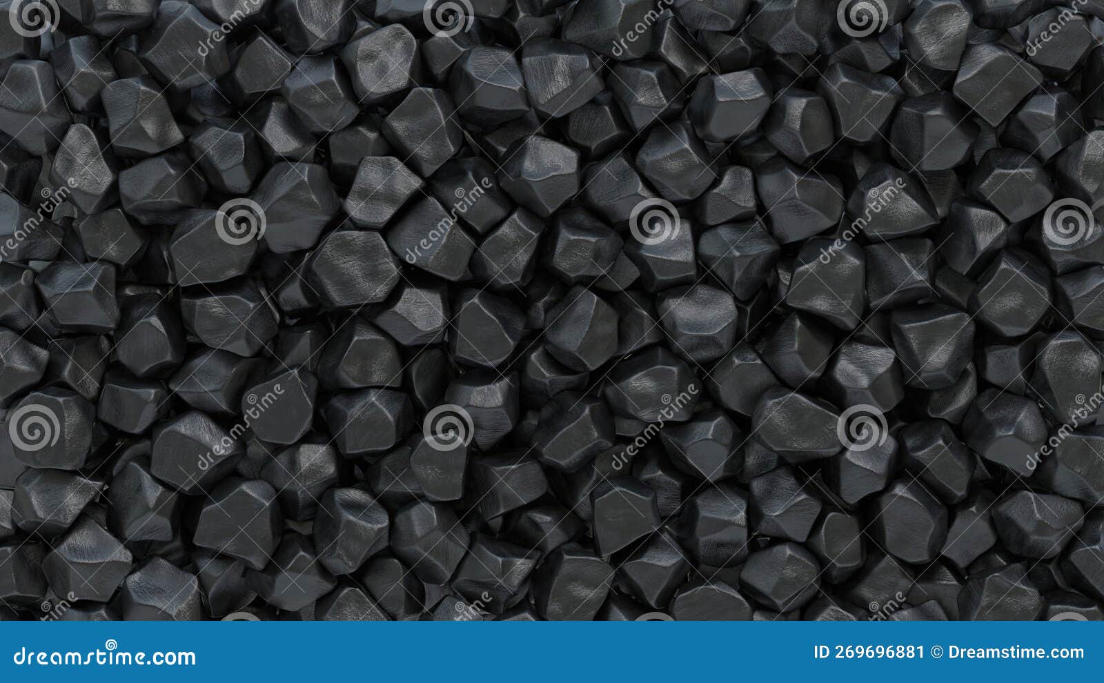 Coal Pieces Covers the Screen, 3D Rendering Stock Illustration ...