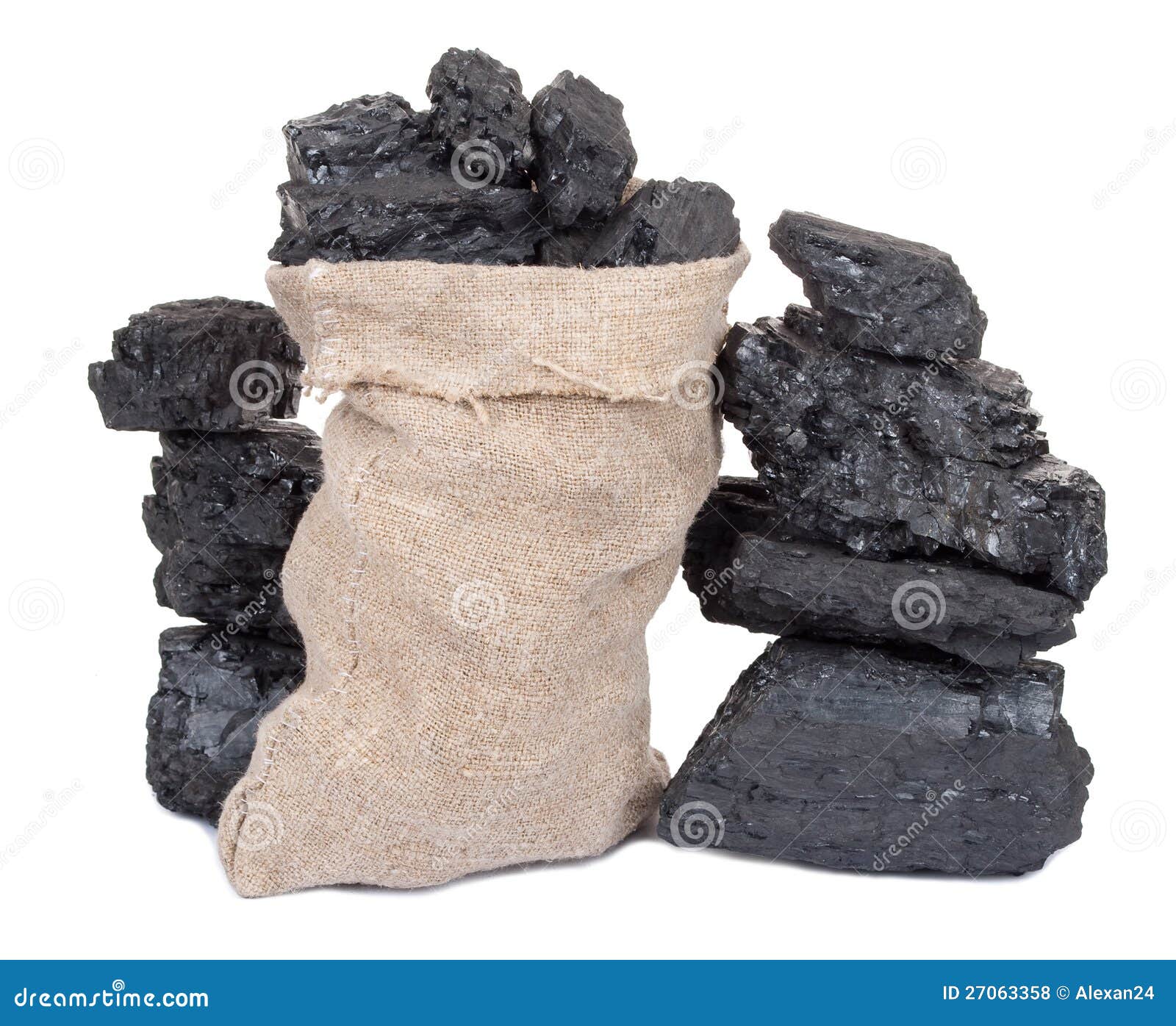 Coal in sack stock photo. Image of material, power, mineral - 27063358