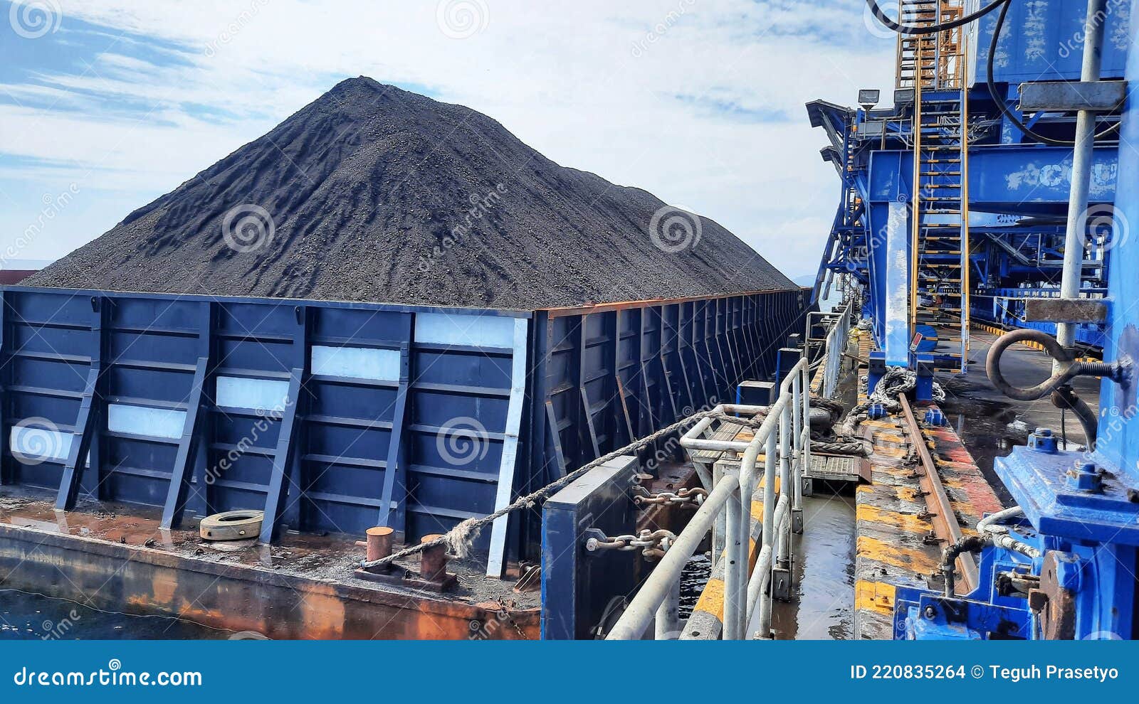 The Coal Ship Docked at the Jetty Ship Waiting for Unloading the Load ...