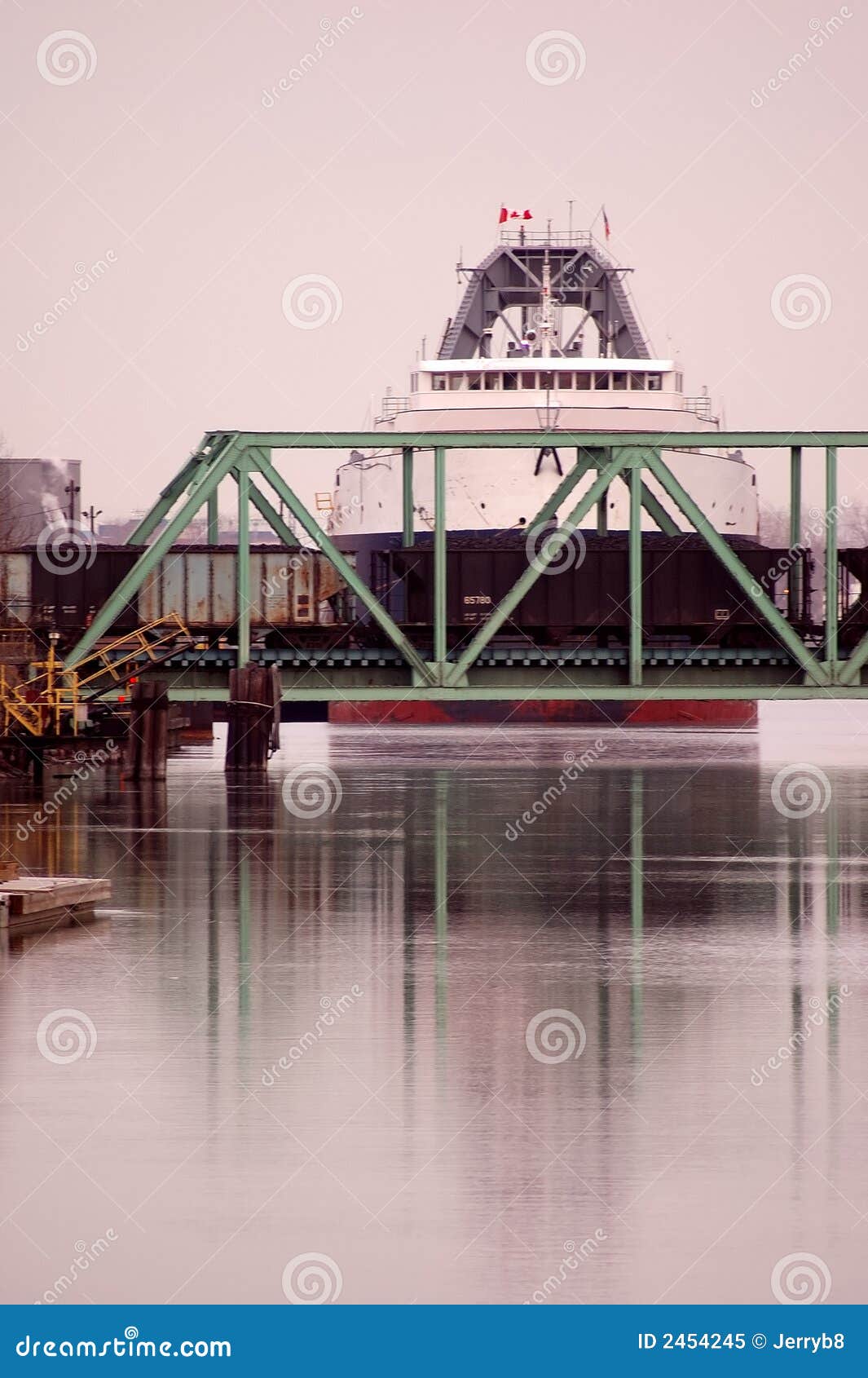 Coal Ship at RR Bridge stock image. Image of transportation - 2454245