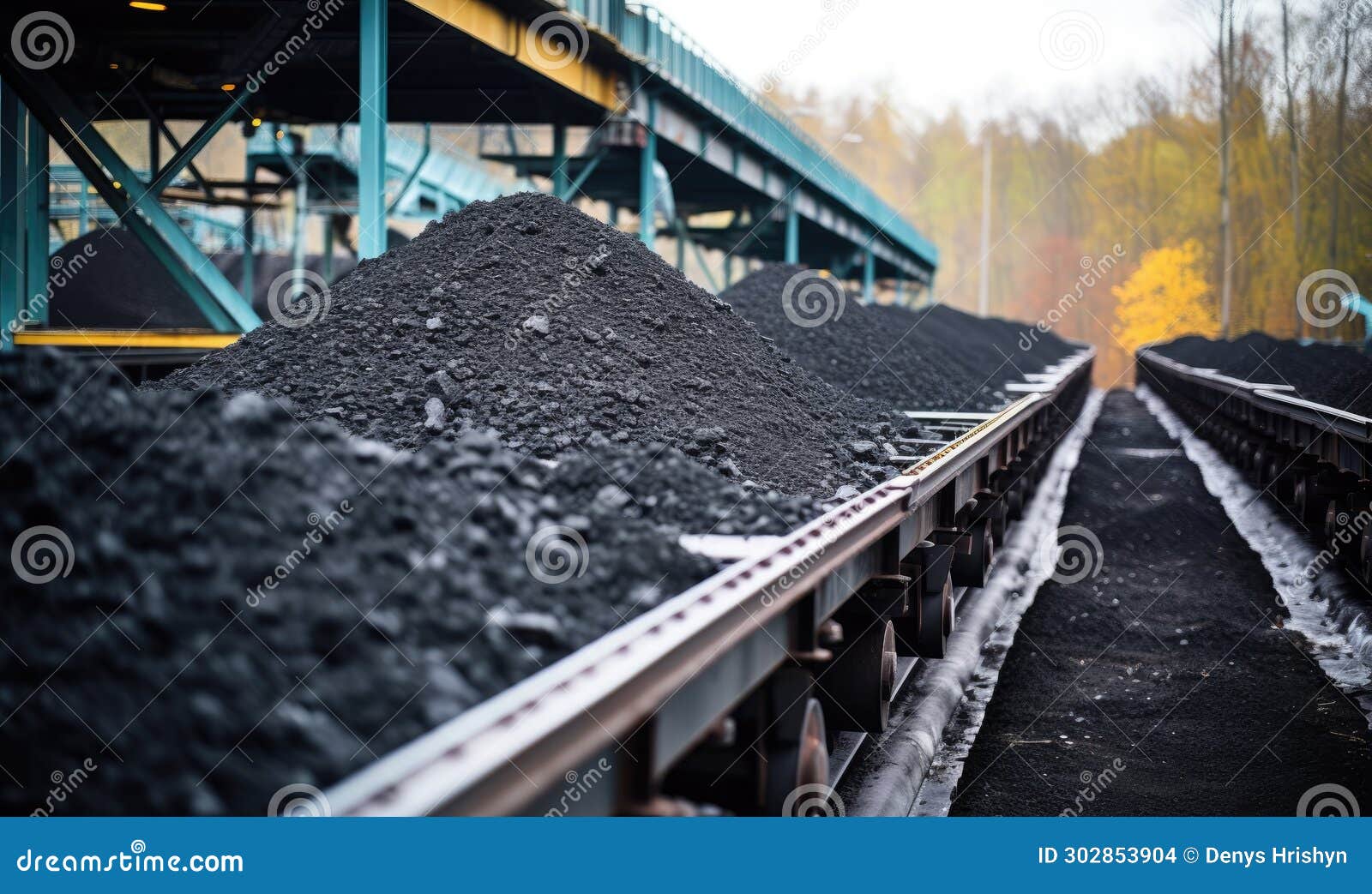 Coal Stack on Railway Tracks Stock Illustration - Illustration of ...
