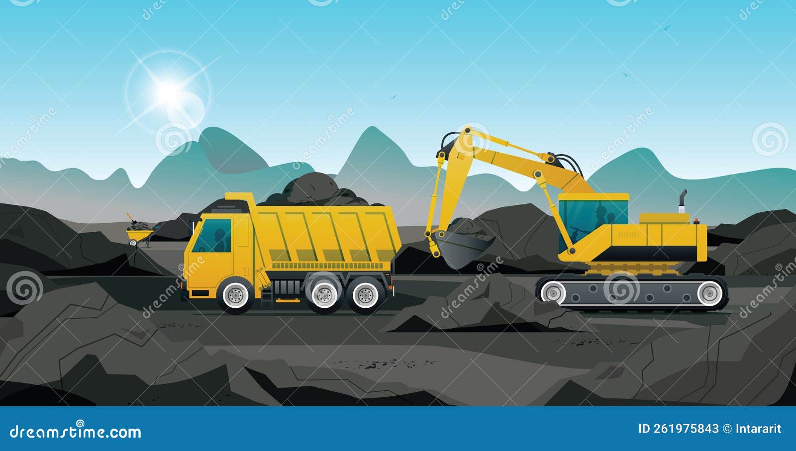 Coal transport. stock vector. Illustration of coal, industrial - 261975843