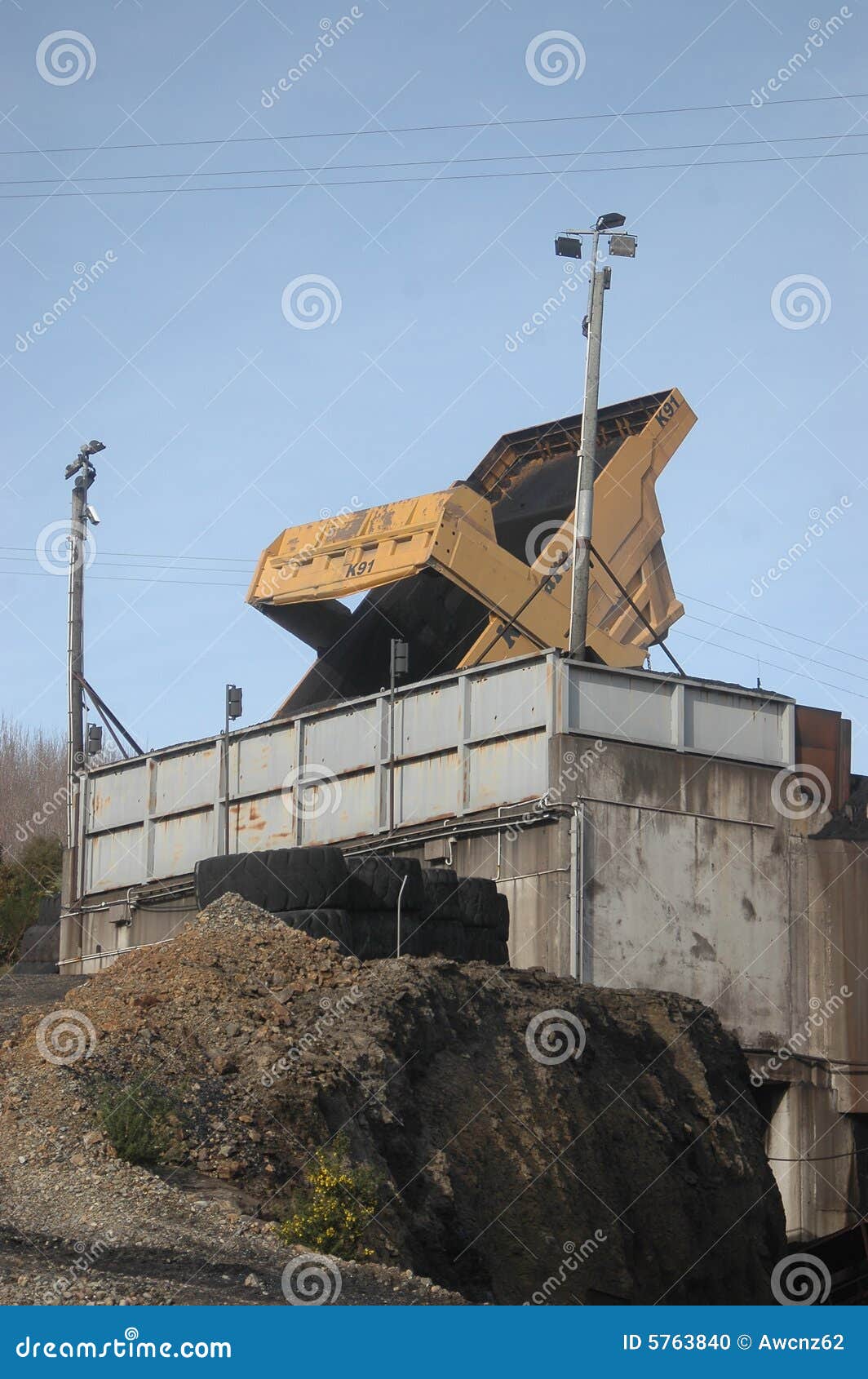 Coal truck unloading stock photo. Image of island, engineering - 5763840