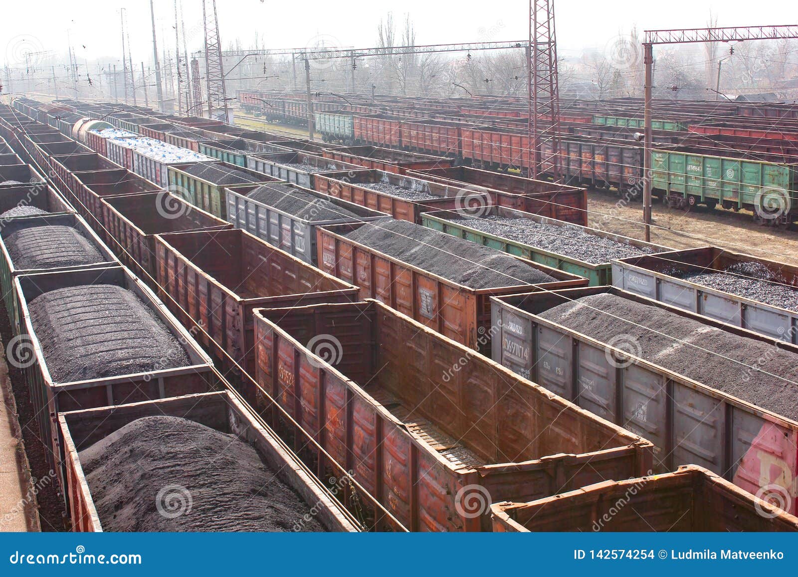 Coal Wagons on the Railroad. View of the Railway. Editorial Stock Image ...