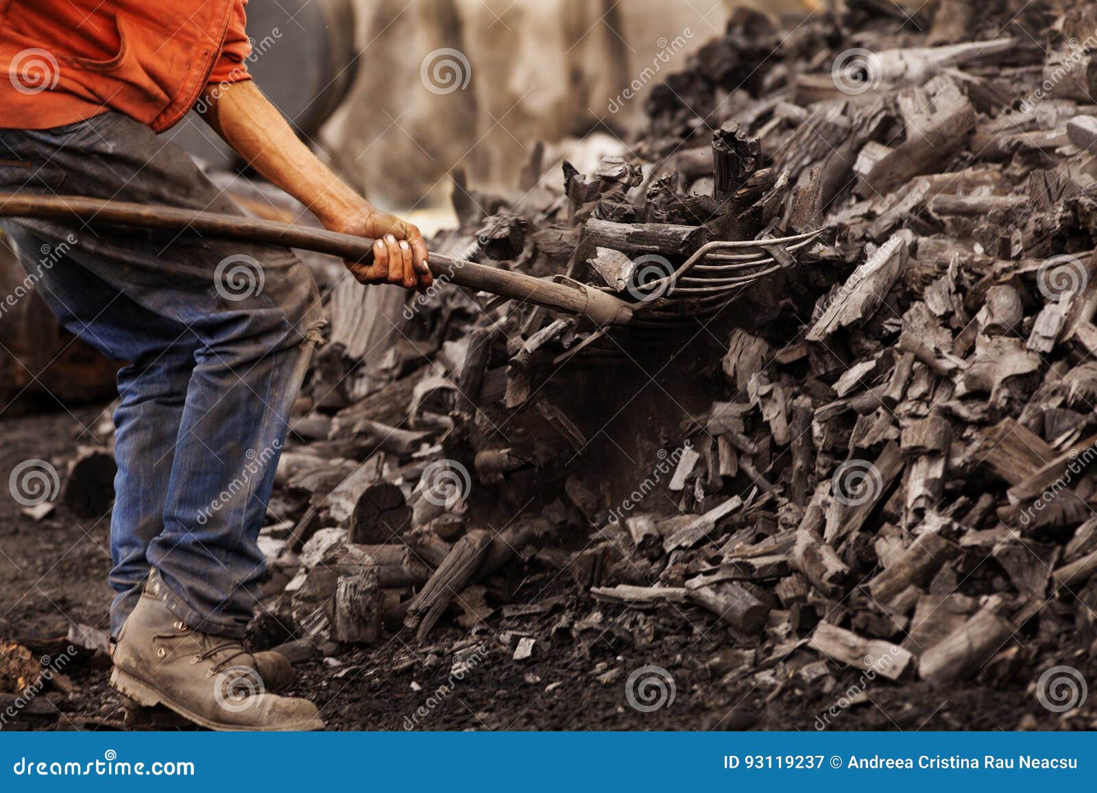 Coal Worker Working with a Shovel Stock Image - Image of working, dirty ...