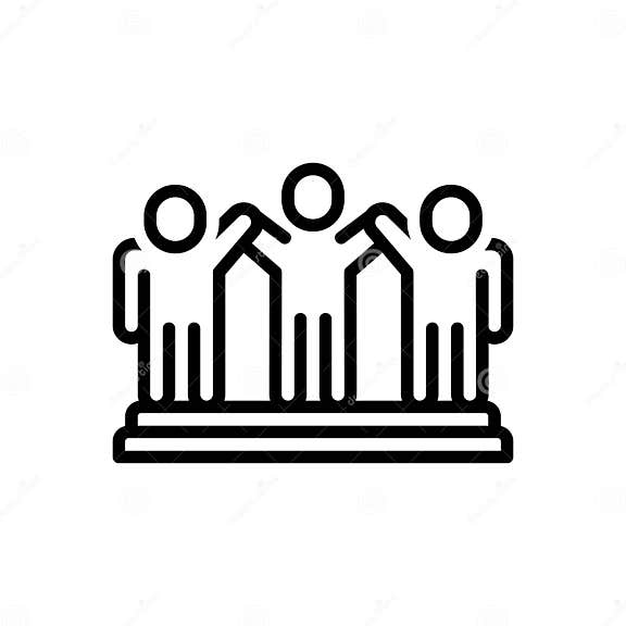 Black Line Icon for Coalition, Meeting and Crowd Stock Vector ...
