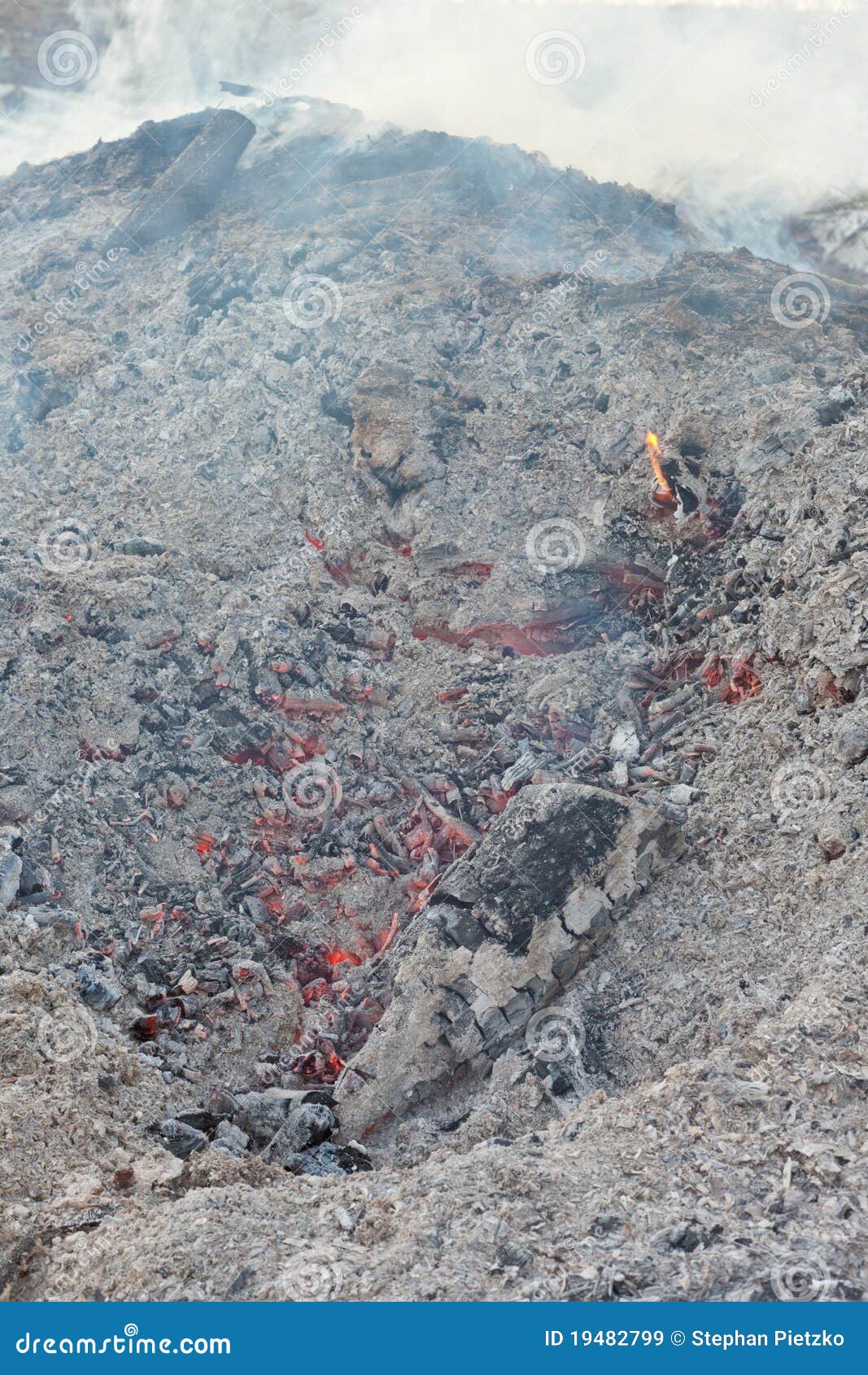 Coals and Ashes Glowing and Smoking Stock Image - Image of charcoals ...