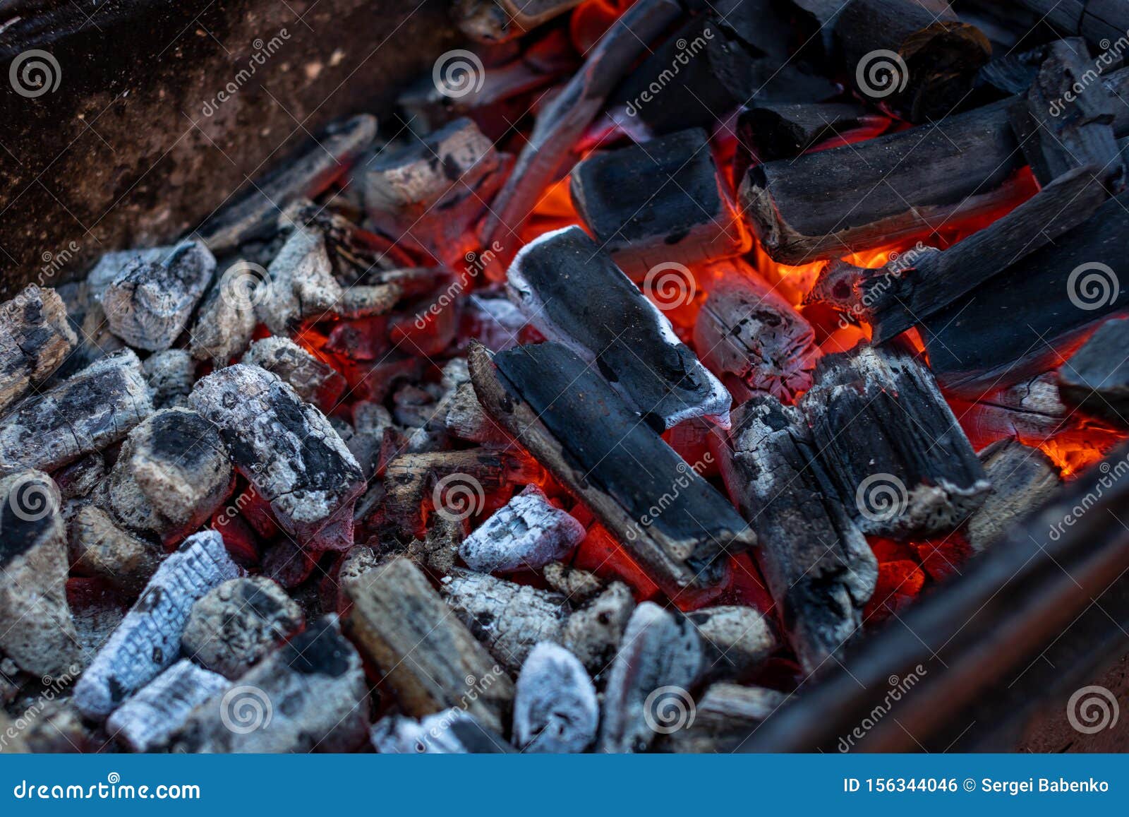 Coals with Fire Ready for Cooking Meat Grill Stock Photo - Image of ...