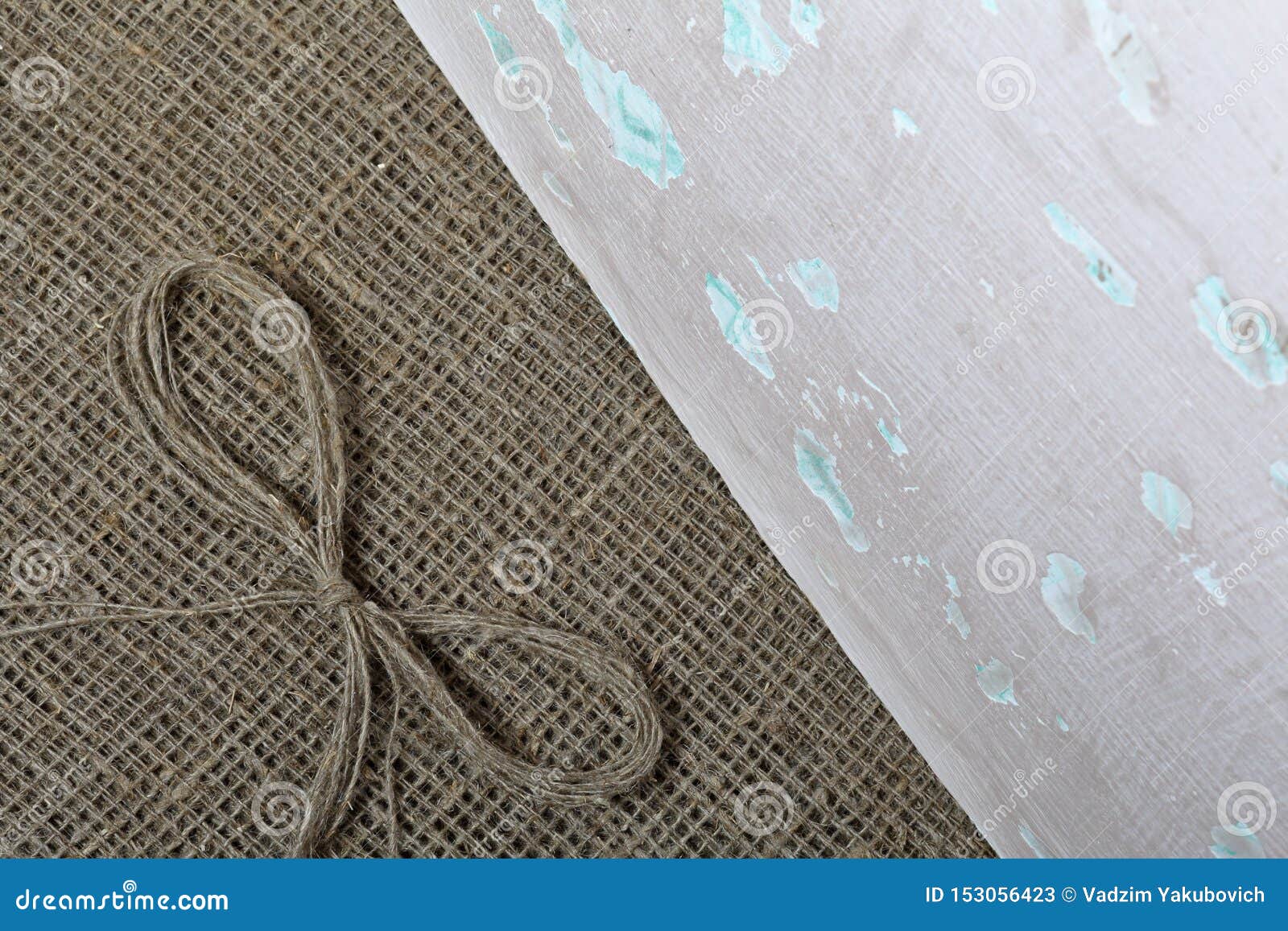 Coarse Linen Fabric. on it Lies a Bow of Linen Thread Stock Image ...