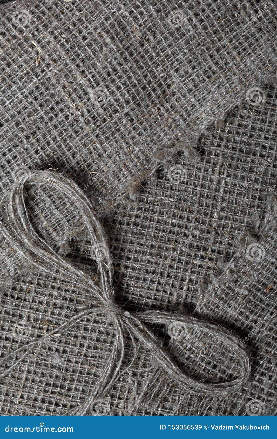 Coarse Linen Fabric. on it Lies a Bow of Linen Thread Stock Image ...