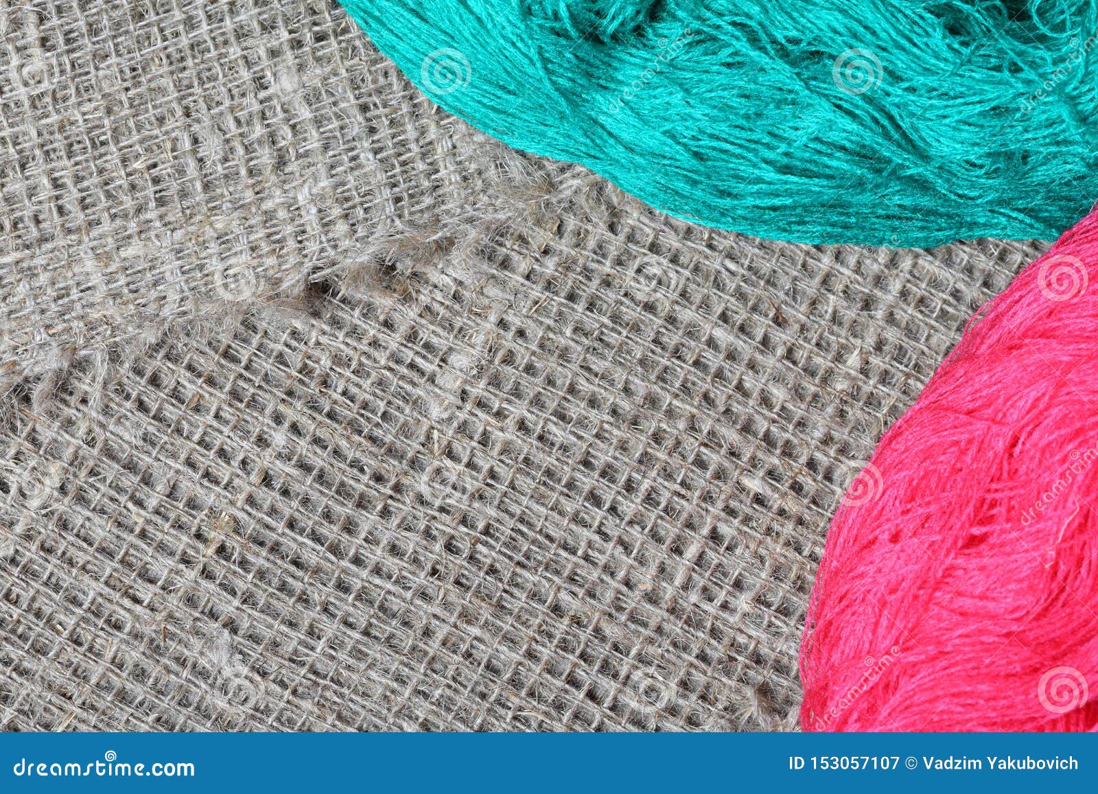 Coarse Linen Fabric. on it Lies a Bow of Linen Thread Stock Image ...