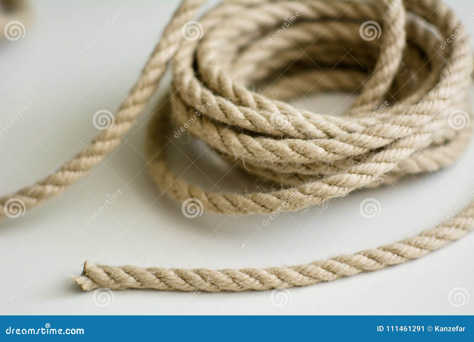 Coarse Rope Roll on a White Surface Stock Image - Image of natural ...
