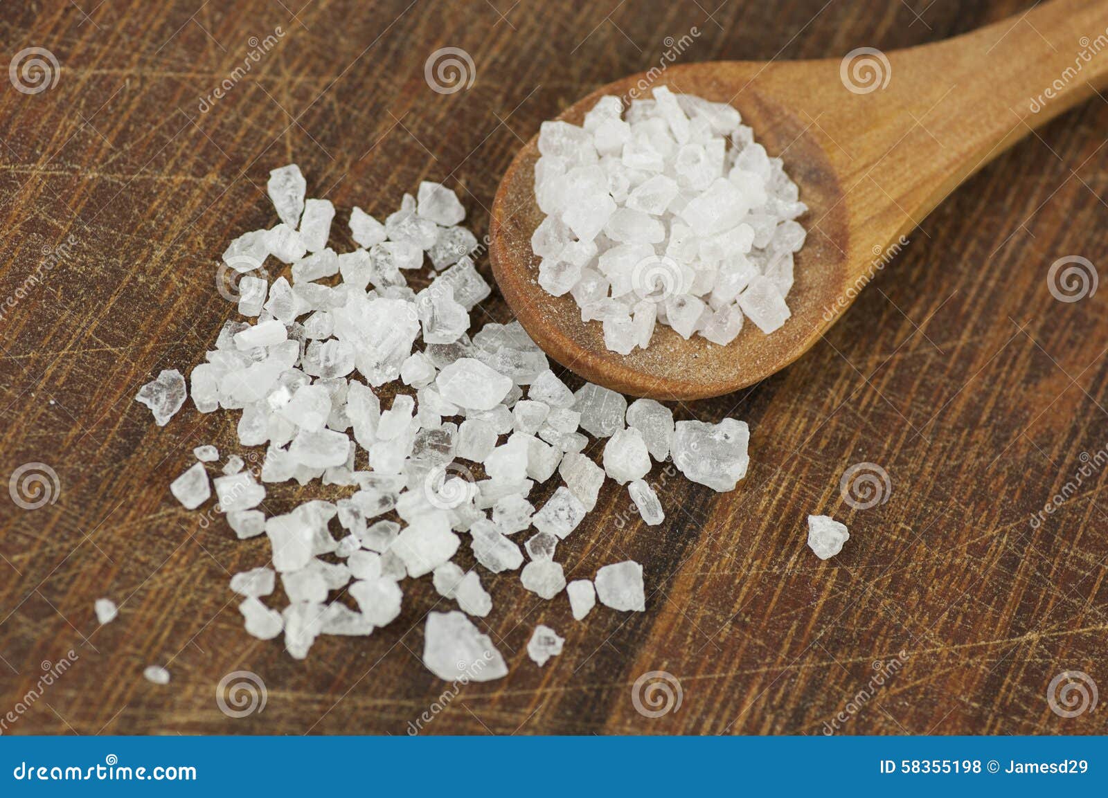 Coarse sea salt close up stock photo. Image of spice - 58355198