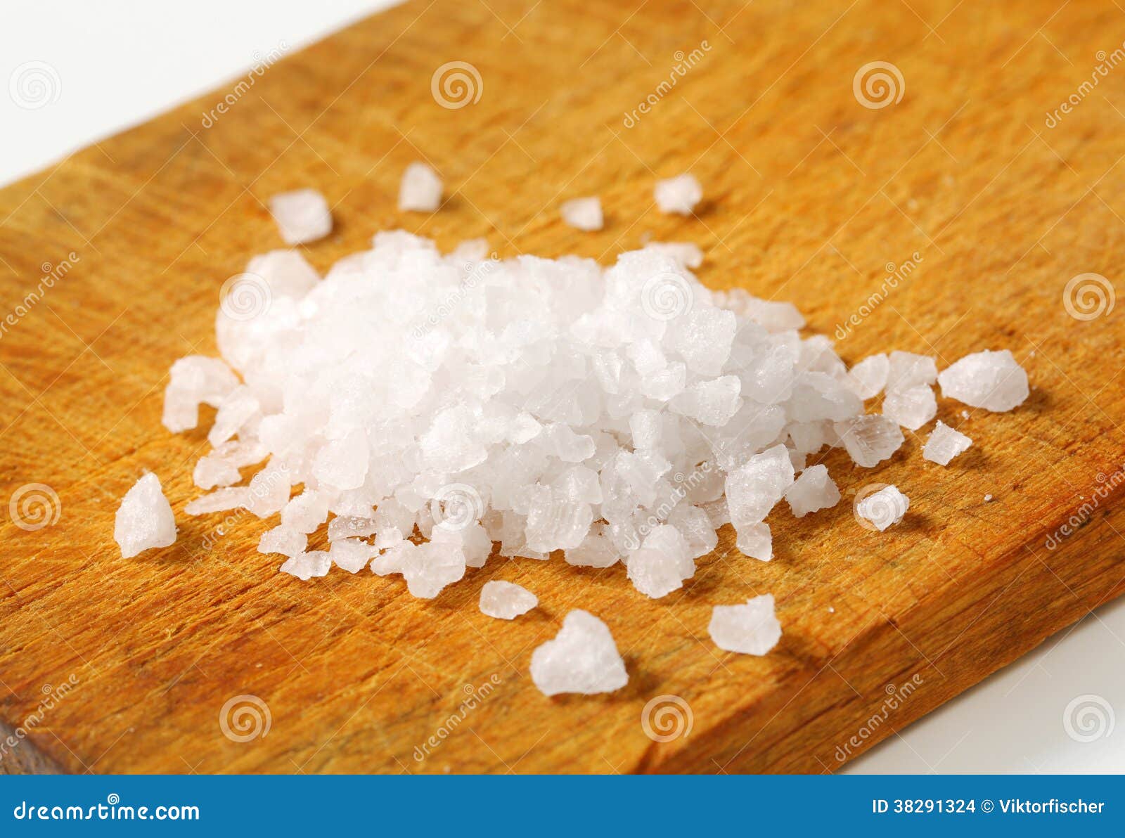Coarse Sea Salt on Cutting Board Stock Photo - Image of wooden ...