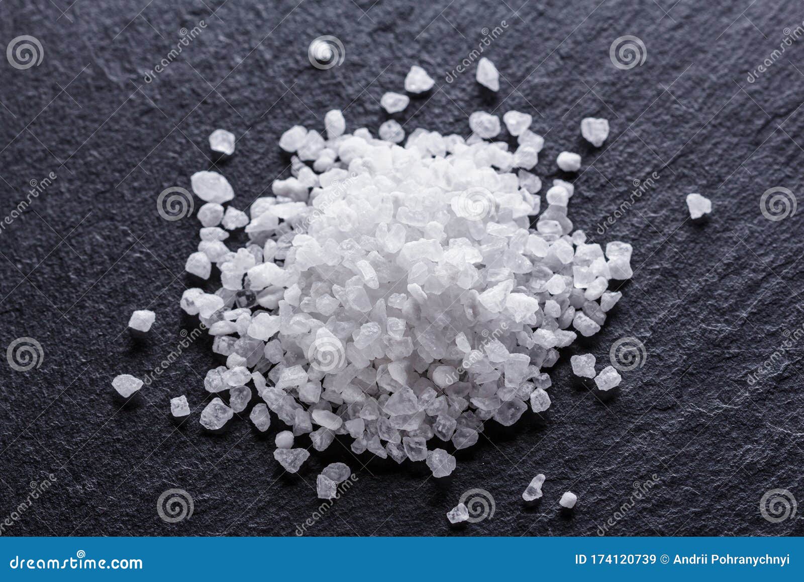 Coarse Sea Salt on a Dark Stone Background Stock Image - Image of ...