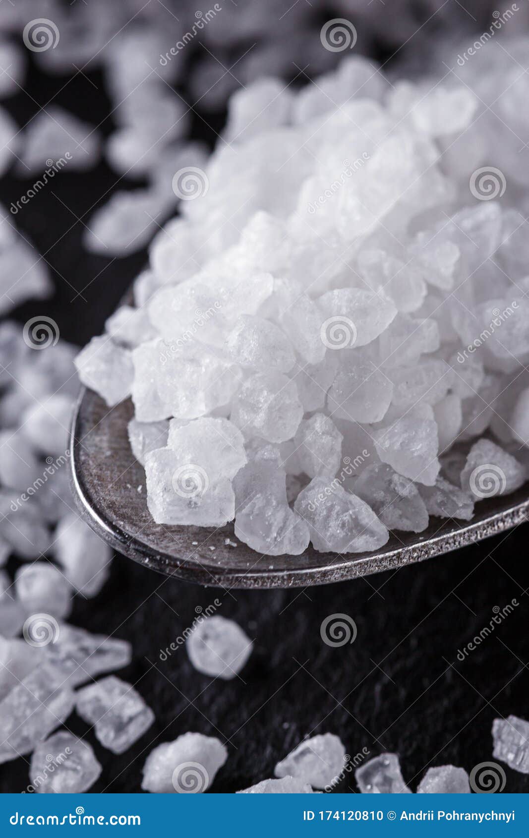 Coarse Sea Salt on a Dark Stone Background Stock Photo - Image of ...