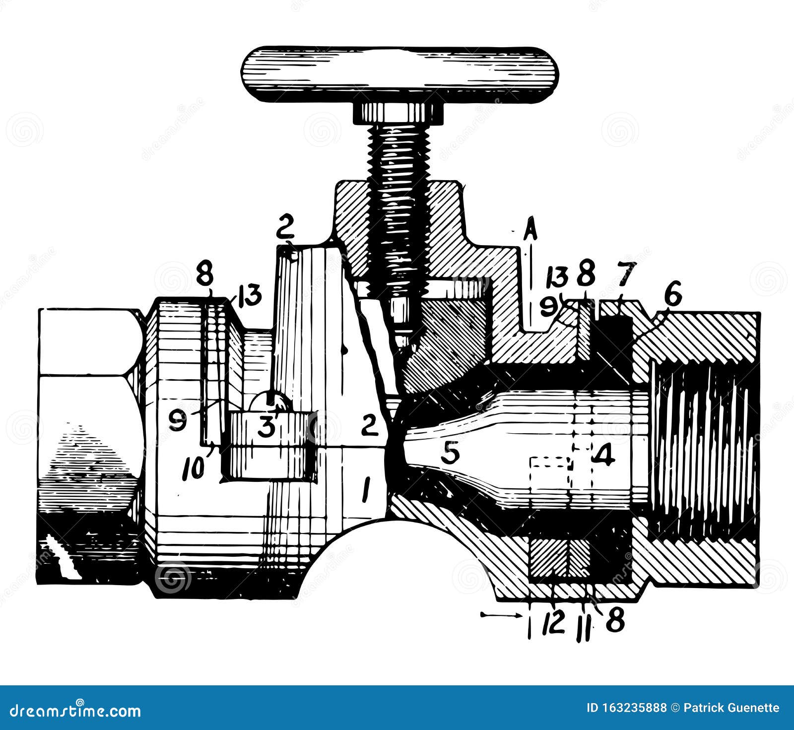 Coarse Threading Valve Vintage Illustration Stock Vector - Illustration ...