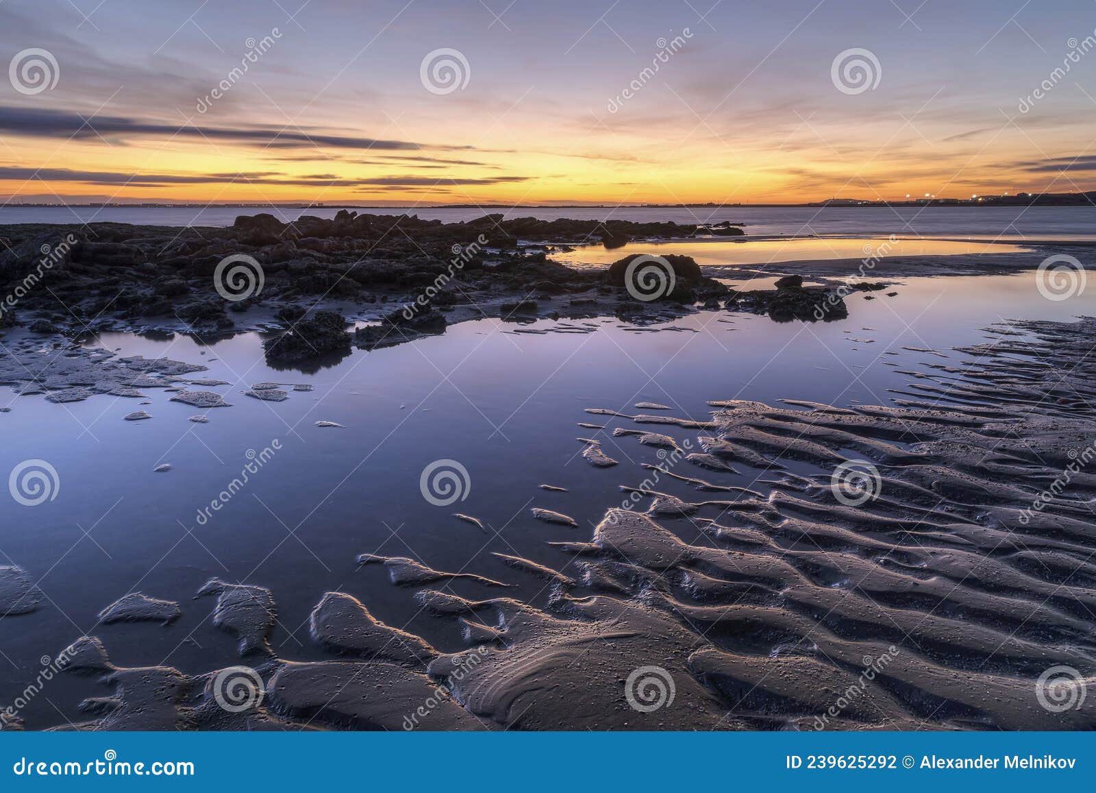 Coast of the Caspian Sea at Sunrise Stock Photo - Image of color, dusk ...