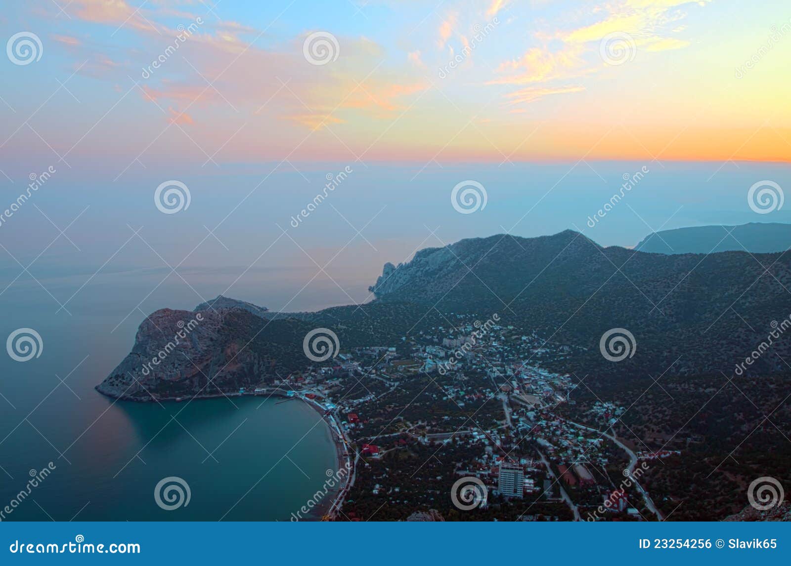 Coast with a City, the Top View. a Landscape Stock Photo - Image of ...