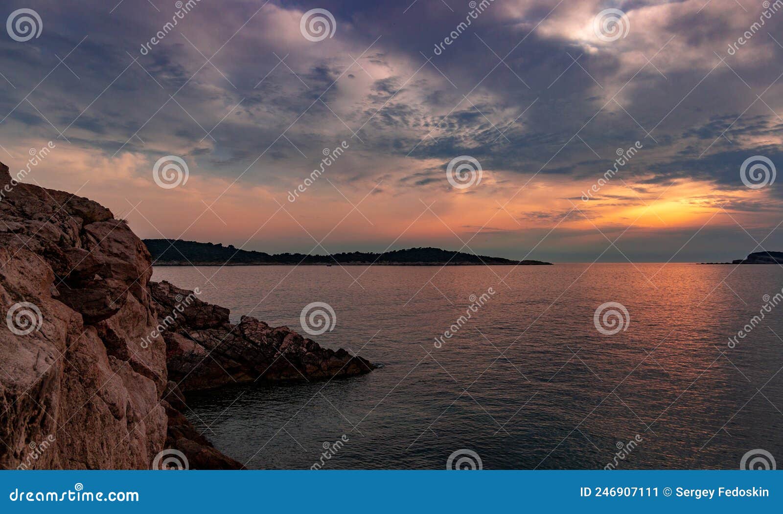 Coast of Croatia on a Sunset Stock Image - Image of sunrise, exposure ...