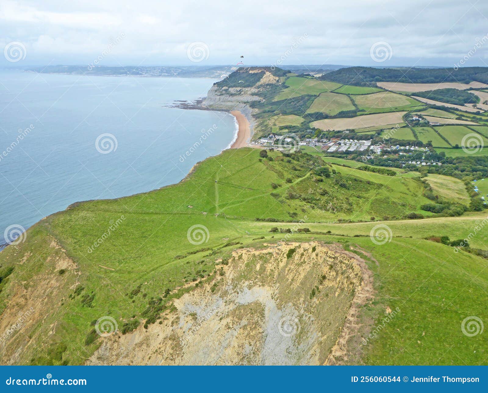 Coast at Eype in Dorset, England Stock Photo - Image of paragliding ...