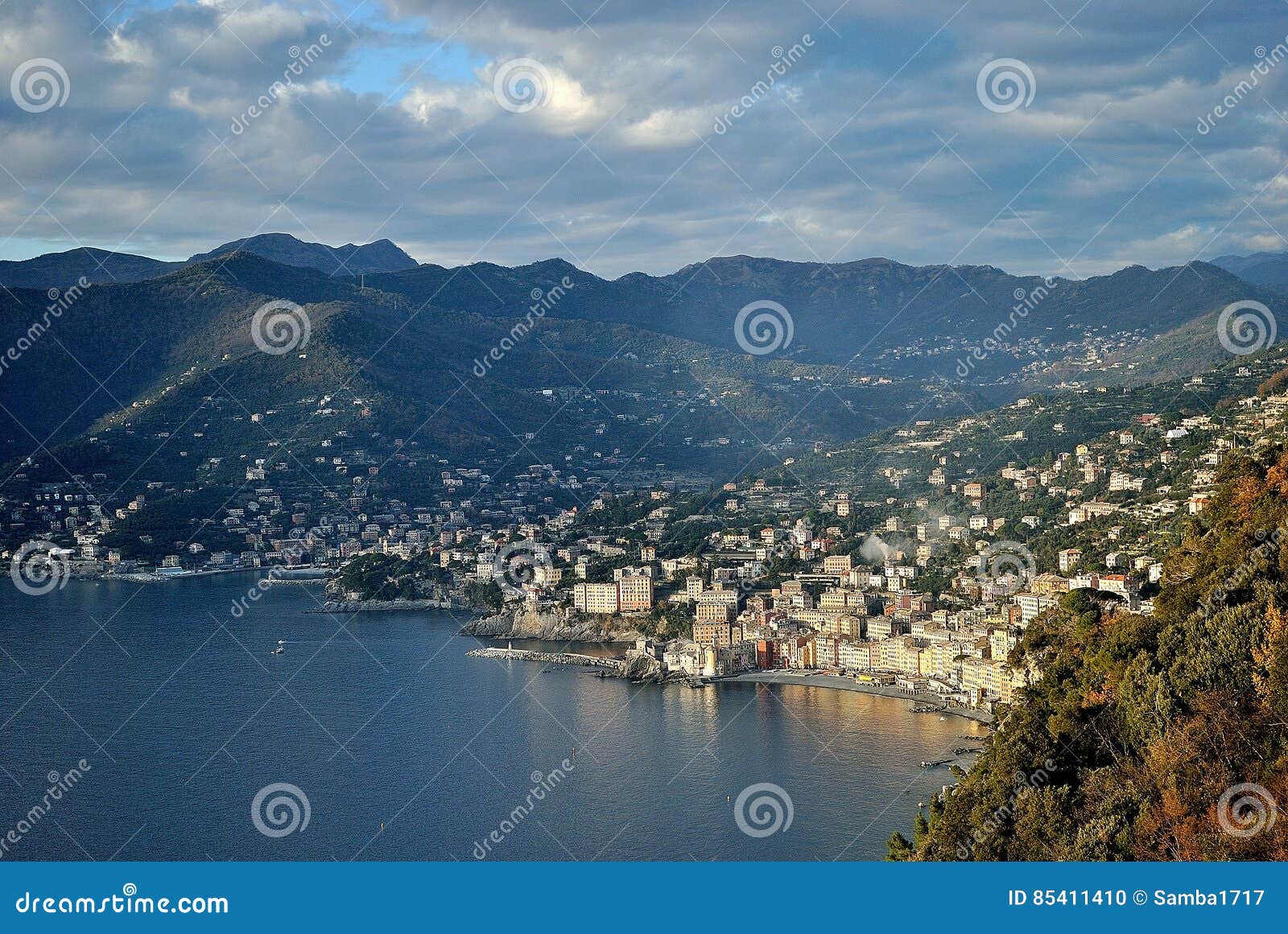The coast of Genoa stock photo. Image of mediterranean - 85411410