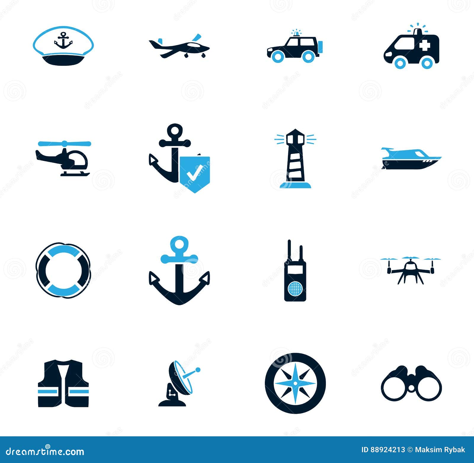 Coast Guard icons set stock illustration. Illustration of floating ...