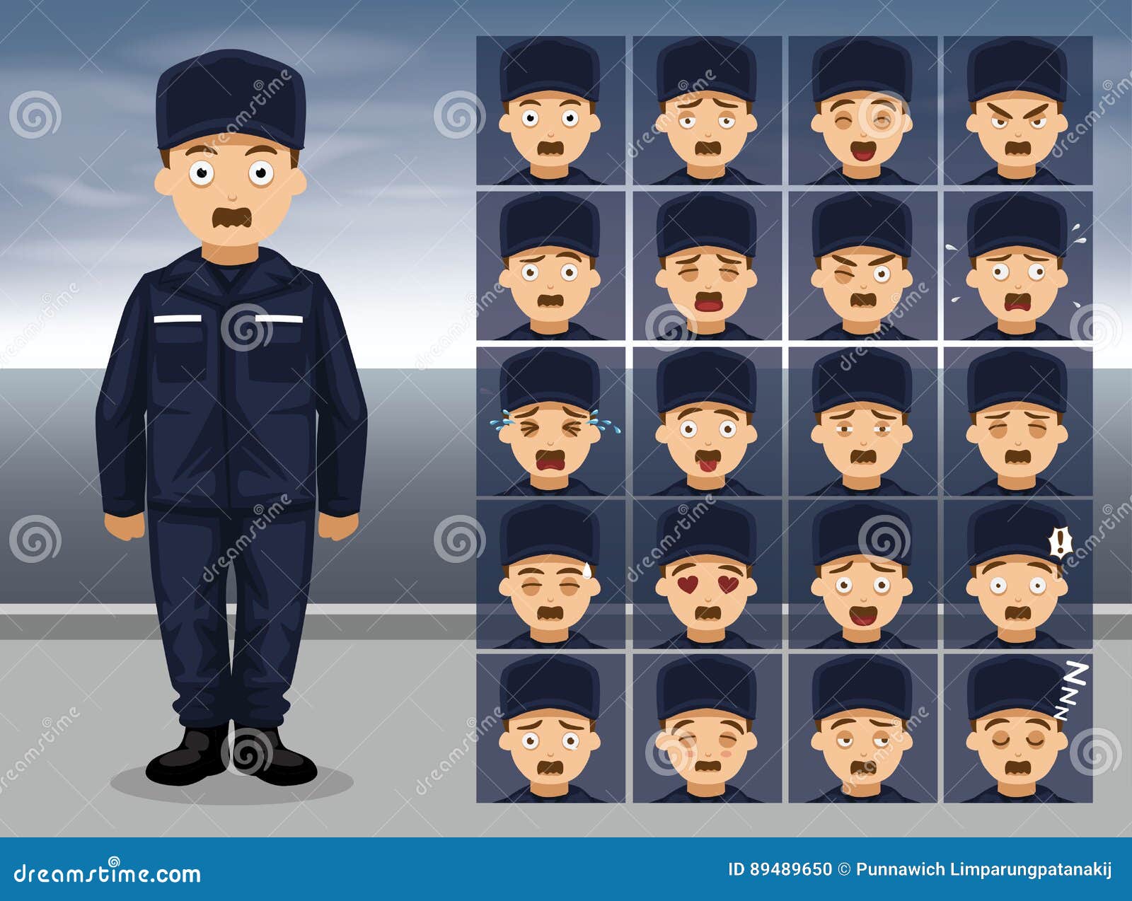 Emoji Coast Guard Emoticon Characters Vector Set. Emojis Professionals ...