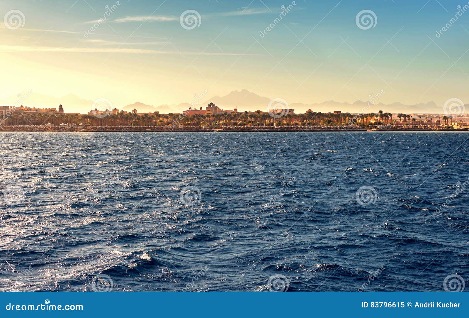 Coast of Hurghada at Sunset in Summer Stock Image - Image of palm ...