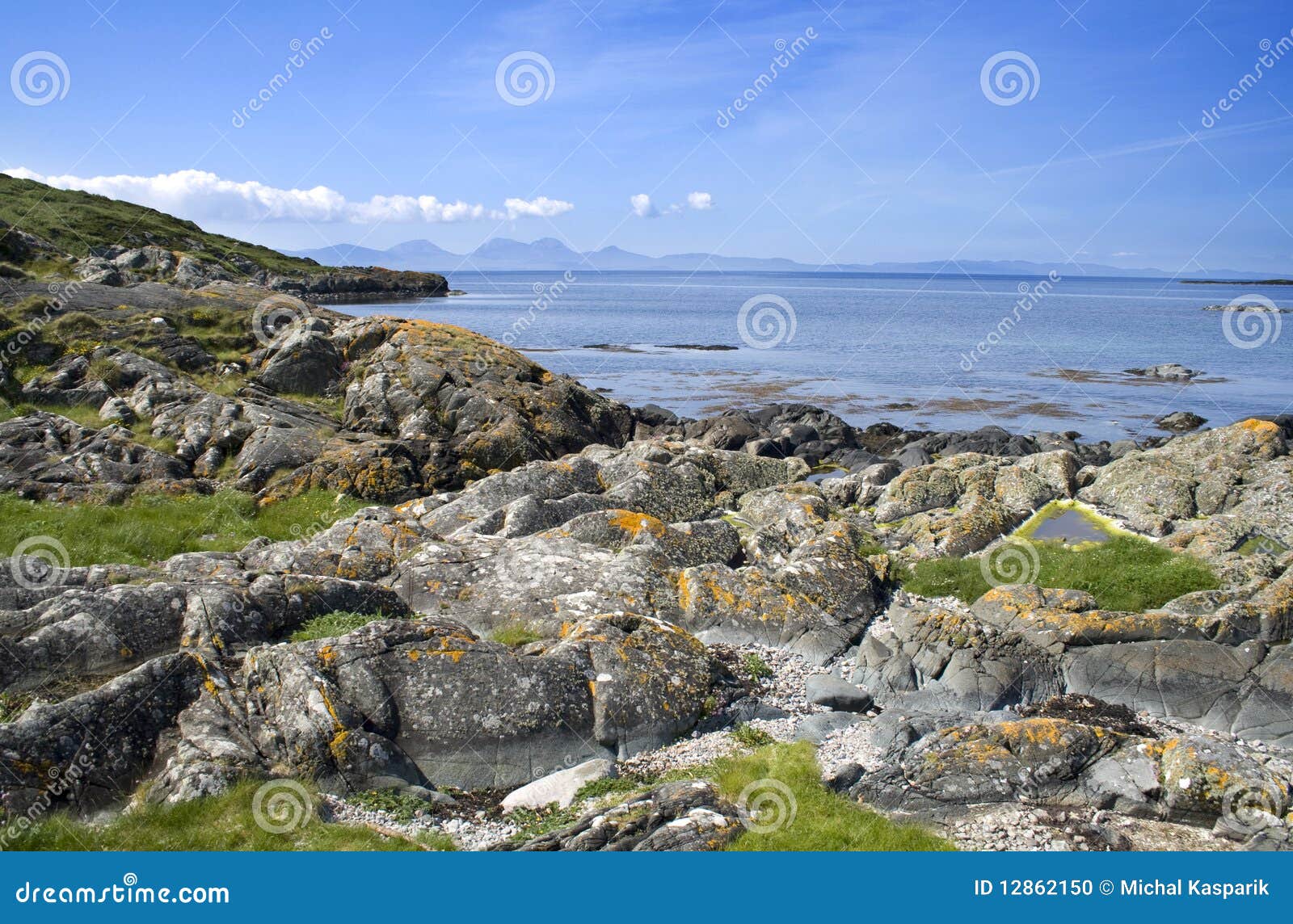 Coast of Isle of Gigha stock photo. Image of scene, moss - 12862150
