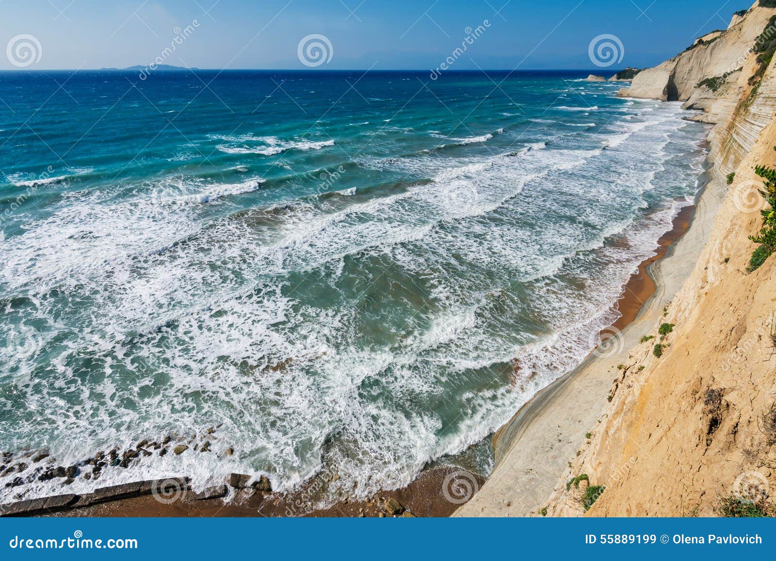 Coast on Logas Sunset Beach, Perulades, Corfu Island Stock Image ...