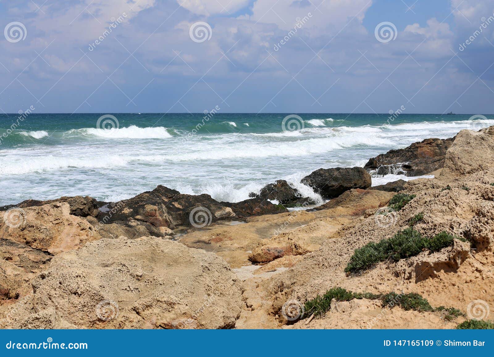 Coast of the Mediterranean Sea in Israel Stock Image - Image of coast ...
