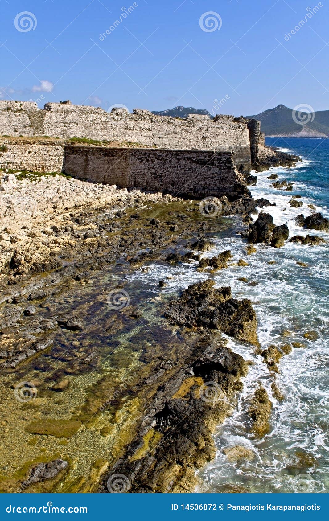Coast of Methoni at Greece stock photo. Image of historical - 14506872