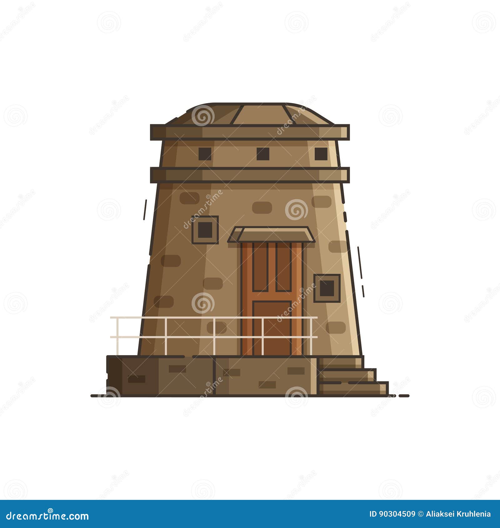 Coast Observation Tower Seaside Line Art Icon Cartoon Vector ...