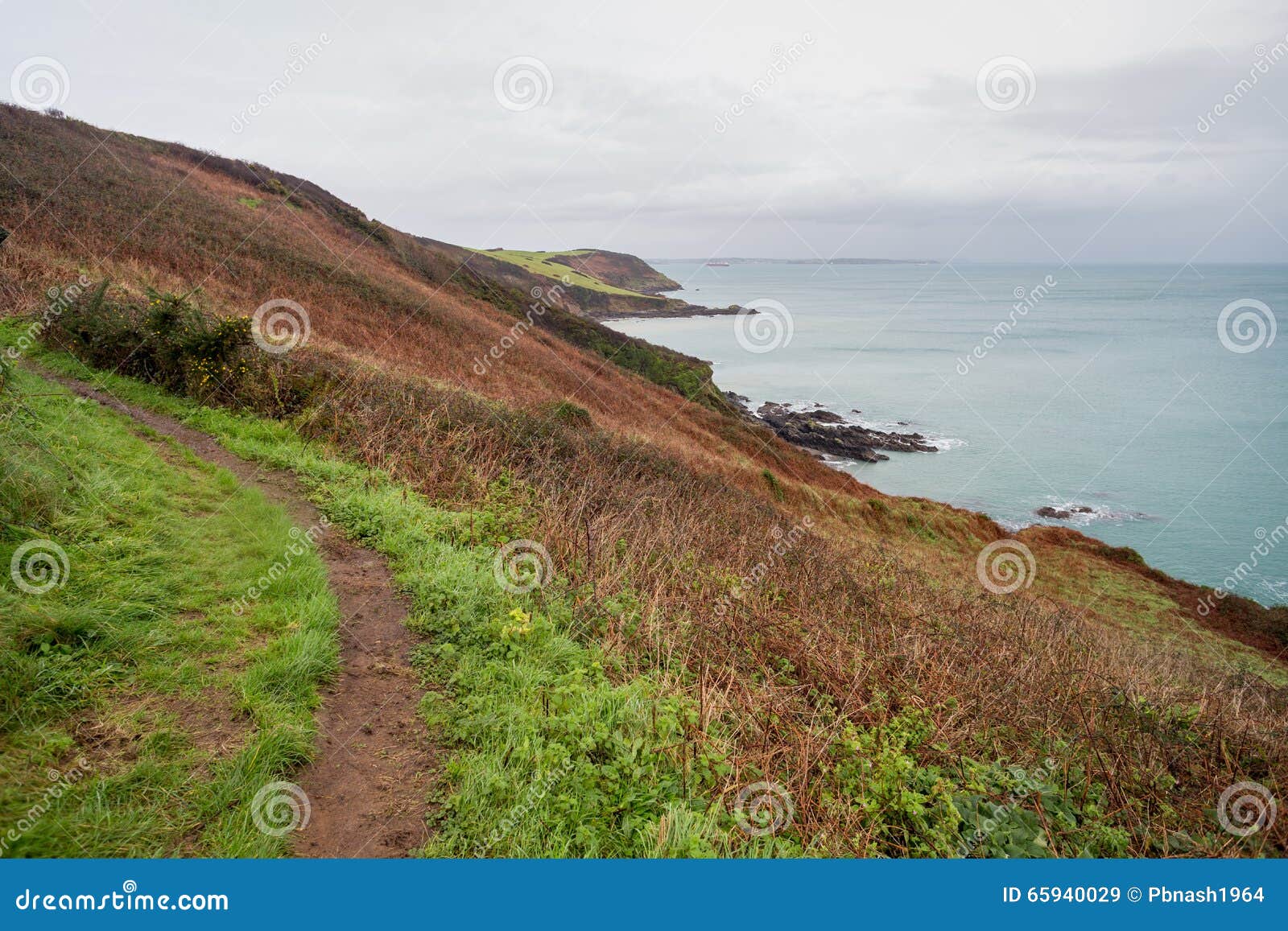 On the Coast Path Cornwall England Uk Stock Image - Image of boats ...