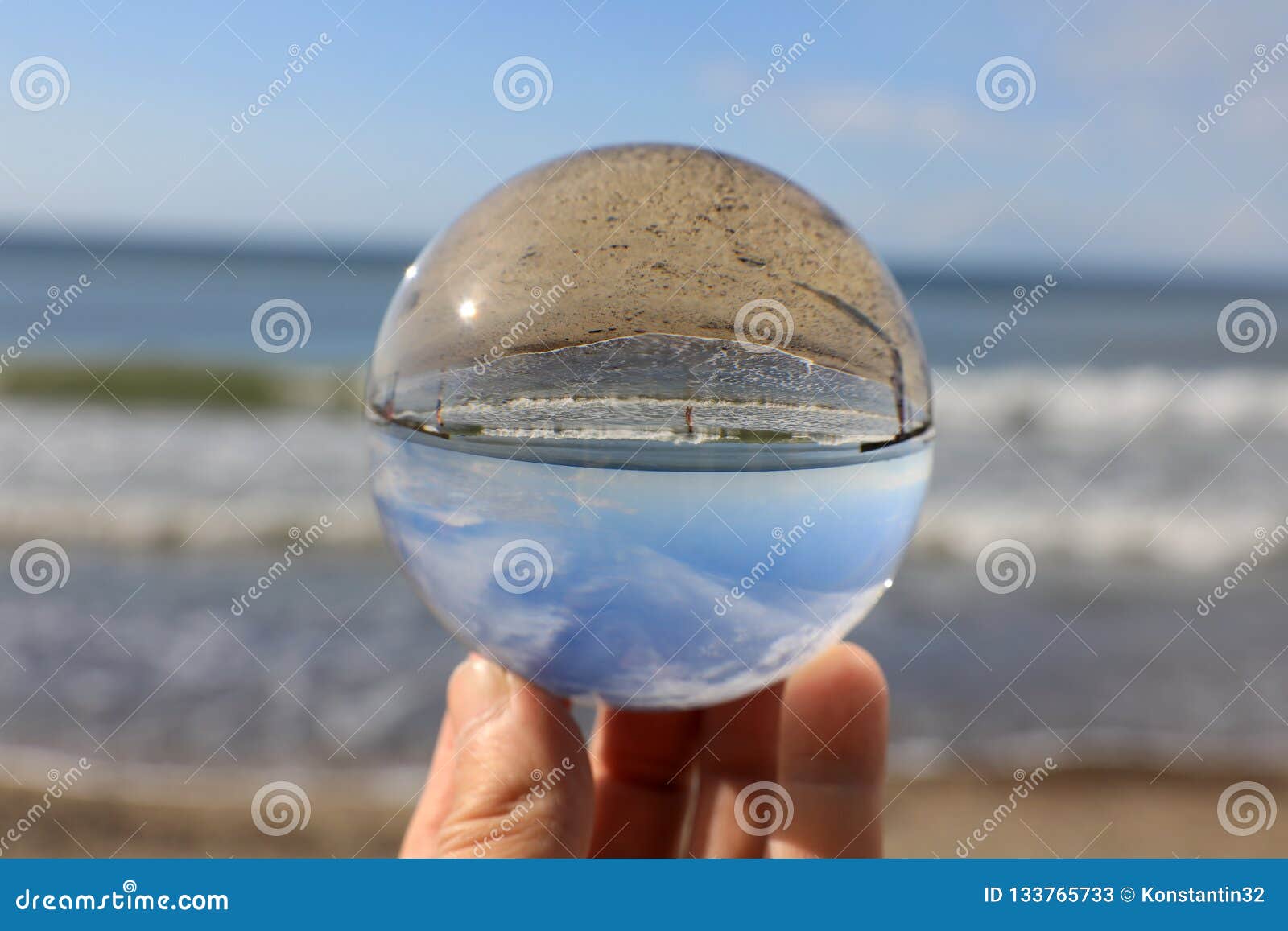 The Coast of Sea in the Glass Ball Stock Image - Image of ecology ...