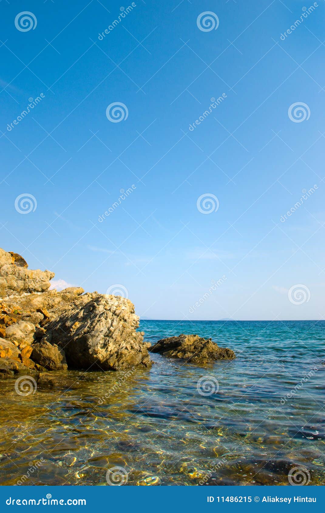 Coast of Sea with Stones in Water Stock Image - Image of coastal ...