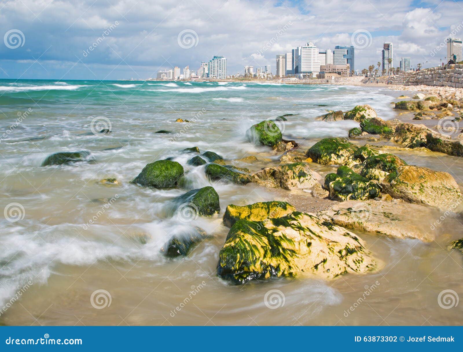 The coast of Tel Aviv editorial photography. Image of high - 63873302