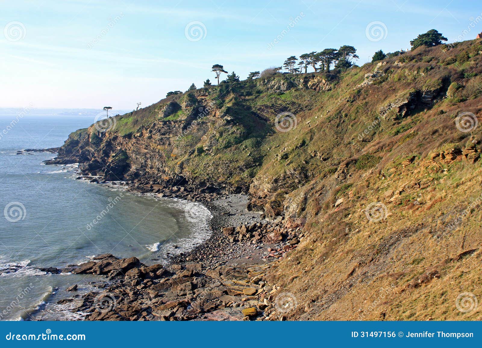 Coast of Torquay stock photo. Image of rocky, waves, trees - 31497156