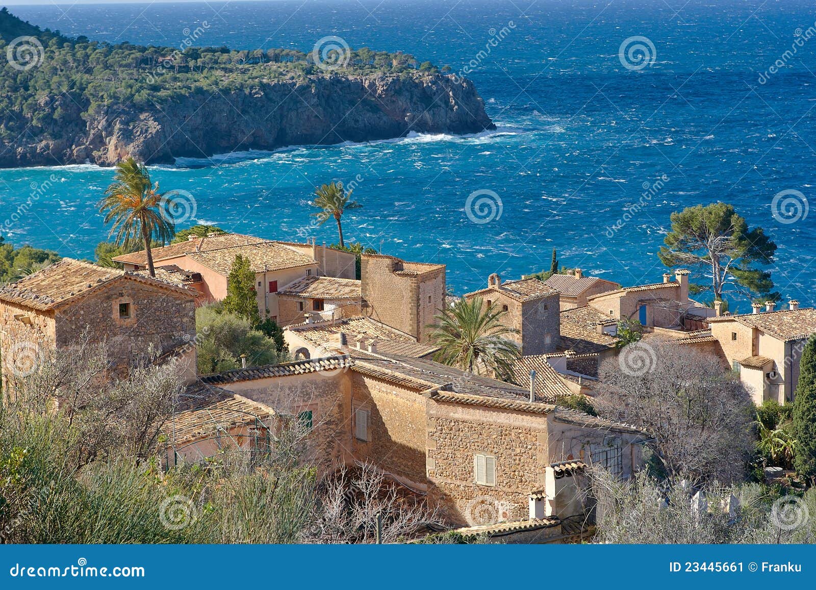 Coast village near Deja stock image. Image of plans, coast - 23445661