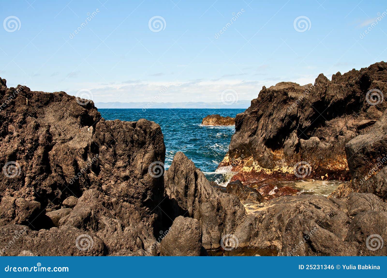 Coast of Volcanic Island Pico in Atlantic Ocean Stock Photo - Image of ...