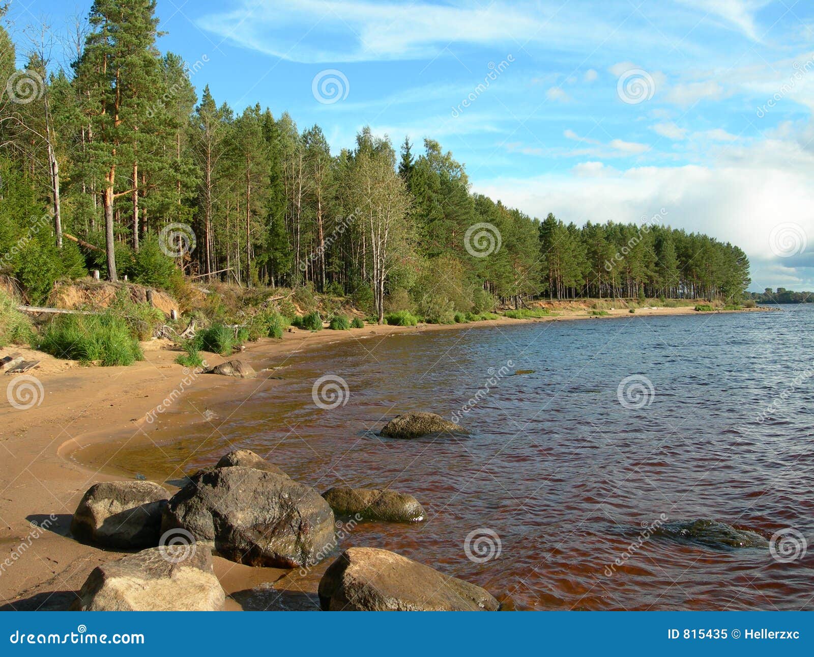 Coast of wood lake. stock image. Image of wind, shore, rock - 815435