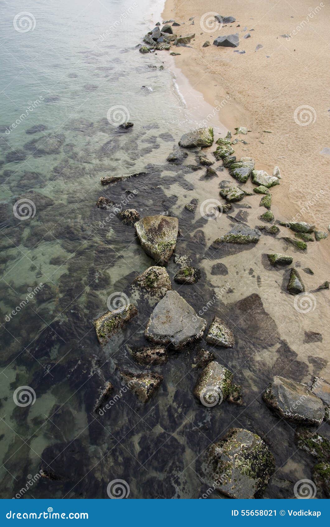 Coastal beach with stones stock image. Image of waves - 55658021