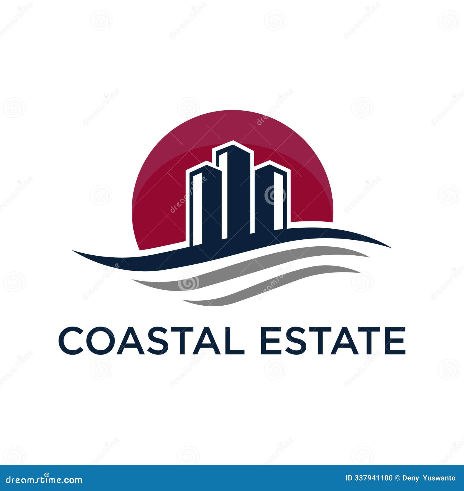 Coastal with building logo stock illustration. Illustration of vector ...