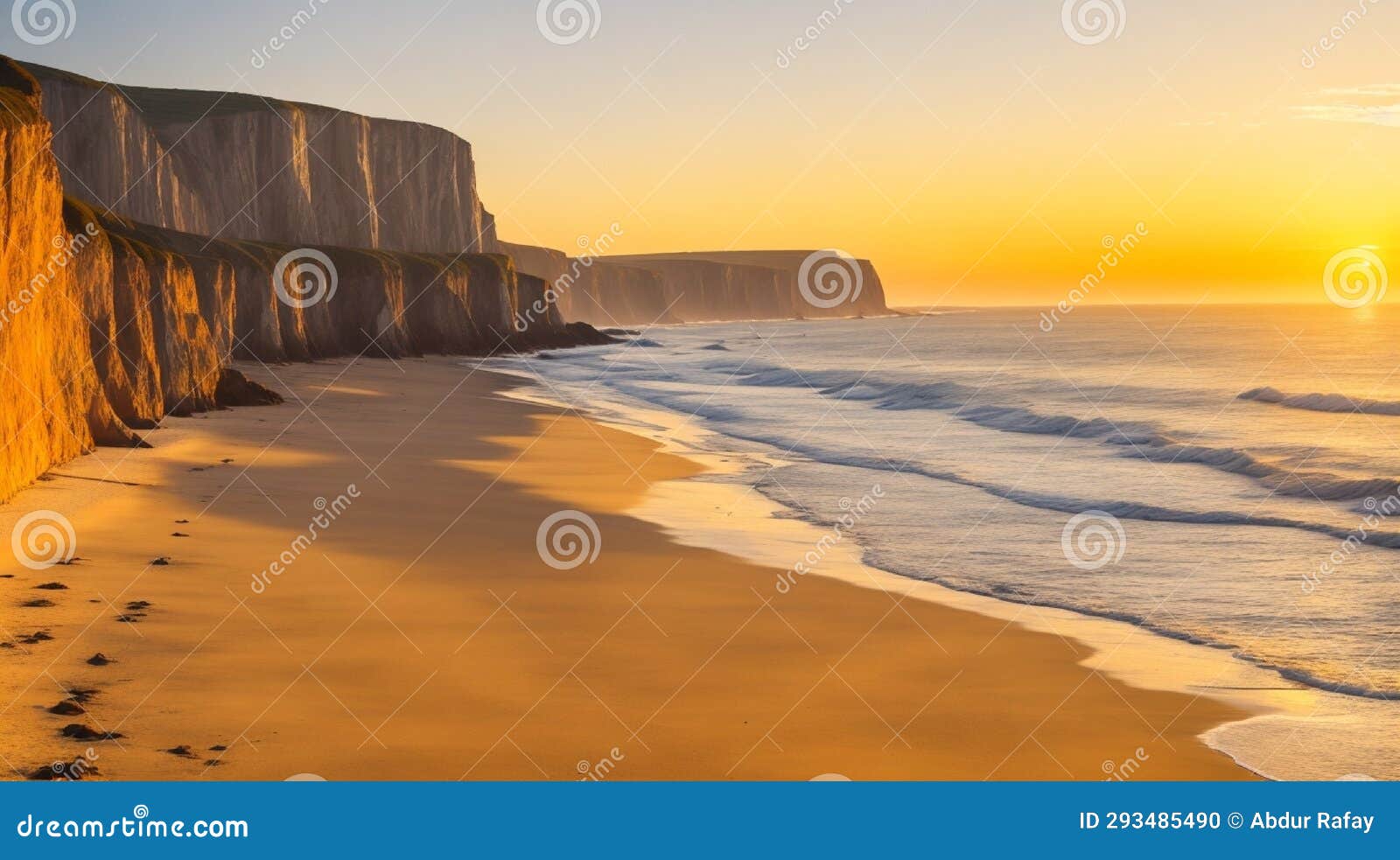 Coastal Cliffs Casting Long Shadows on the Beach As the Sun Dips Below ...