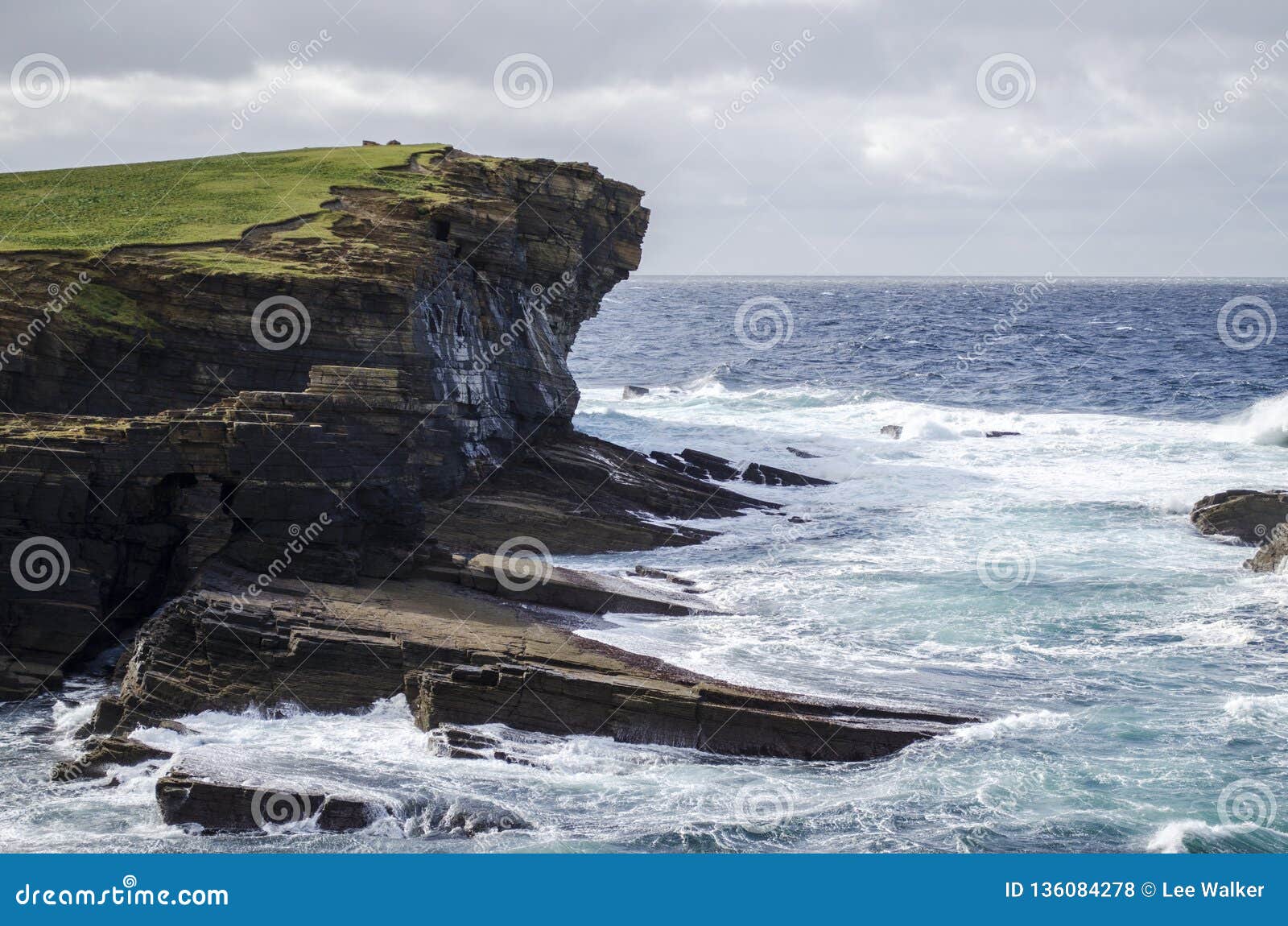 Coastal Cliffs with Crashing Waves Stock Photo - Image of choppy ...
